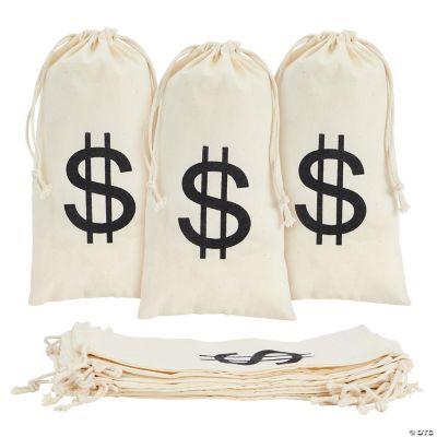 12-Piece Money Bag Pouch with Drawstring Closure Canvas Cloth & Dollar ...
