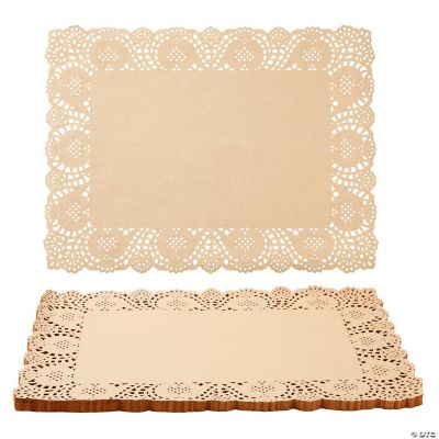 100-Pack Brown Rectangle Disposable Placemats - Lace Paper Doilies for ...