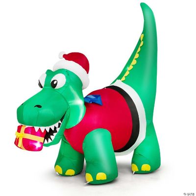 Costway 6FT Inflatable Christmas Dinosaur with LED Lights Gift Box ...