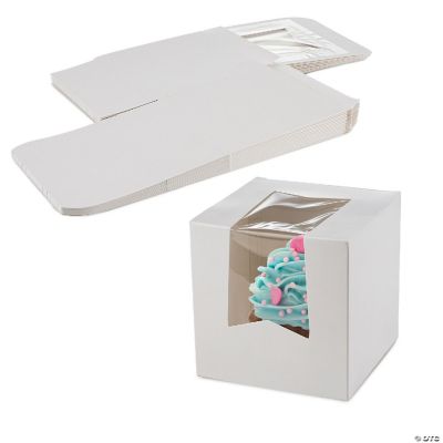 MT Products White Single Cupcake Boxes with Window 4.5" x 4.5" - Pack ...