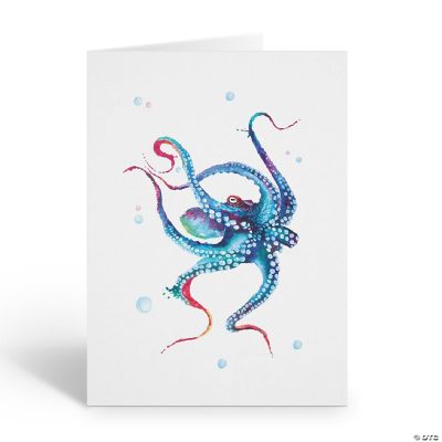 Watercolor Octopus Note Card Set, 10 Elegant Ocean-Inspired Stationery ...