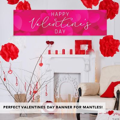 Valentines Day Banner Fuchsia Hearts | Oriental Trading