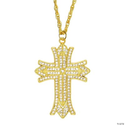 Gold Rhinestone Cross Necklace Adult Costume Accessory | Oriental Trading