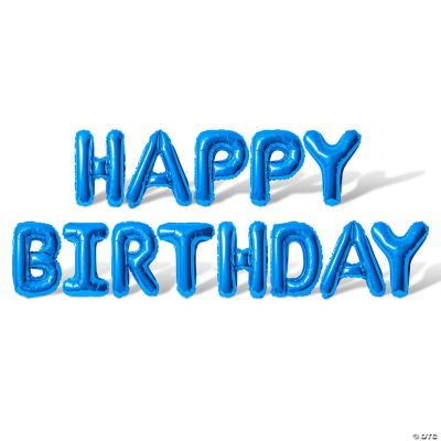 16 Inch Blue HAPPY BIRTHDAY Letter Balloon Banner | Oriental Trading