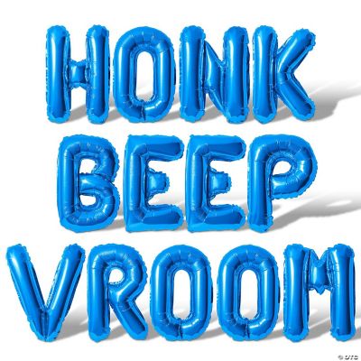 16 Inch Blue HONK BEEP VROOM Letter Balloon Banner | Oriental Trading