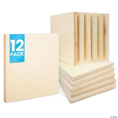 12 Pack Unfinished Square Wood Panels for Painting, 12x12 Wooden Canvas ...