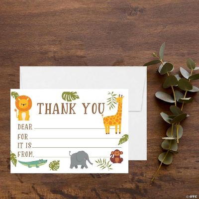 20Pcs Thank You Cards Jungle Animals | Oriental Trading