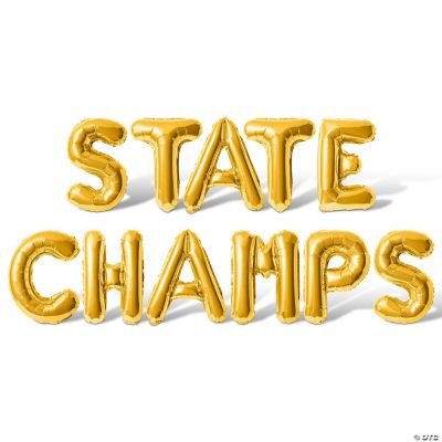 16 Inch Gold STATE CHAMPS Letter Balloon Banner | Oriental Trading