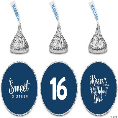 216PK Sweet 16 Navy Blue Chocolate Label | Oriental Trading