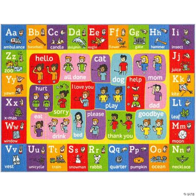 KC Cubs: Educational Rug: ABC Alphabet ASL Sign Language, 3x5' Playmat ...