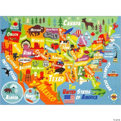 KC Cubs: Educational Rug: USA Map, 3x5' Playmat, Interactive Geography ...