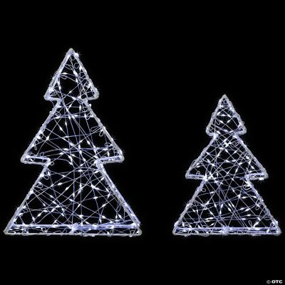 LED Lighted Wire Christmas Tree Decorations - 14" - White - Set of 2 ...