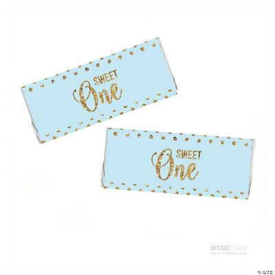 10PK Light Blue Gold Glitter Bar Labels | Oriental Trading
