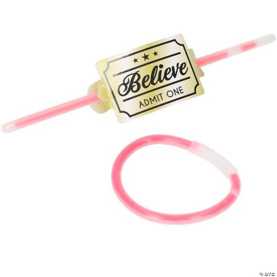 8" Christmas Believe Gold Tickets with Red Glow Bracelet Handout Kit ...