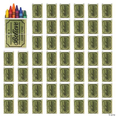 3 1/2" Bulk 105 Pc. 6-Color Crayon Boxes with Believe Golden Ticket ...