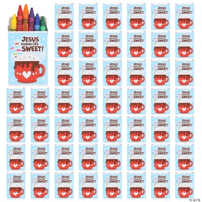 3 1/2" Bulk 105 Pc. Religious 6-Color Crayon Boxes with Jesus Makes ...