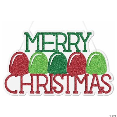 10" Merry Christmas Gumdrop Sign, Red & Green Paper Chipboard Holiday ...