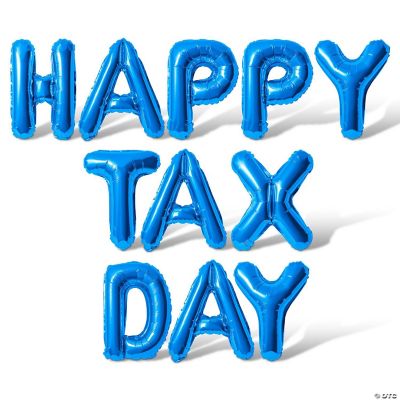 16 Inch Blue HAPPY TAX DAY Letter Balloon Banner | Oriental Trading