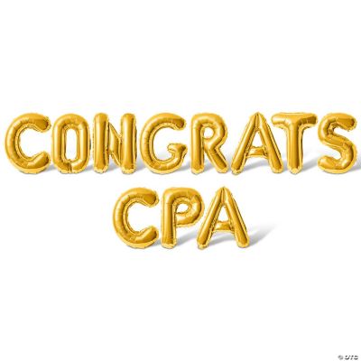 16 Inch Gold CONGRATS CPA Letter Balloon Banner | Oriental Trading