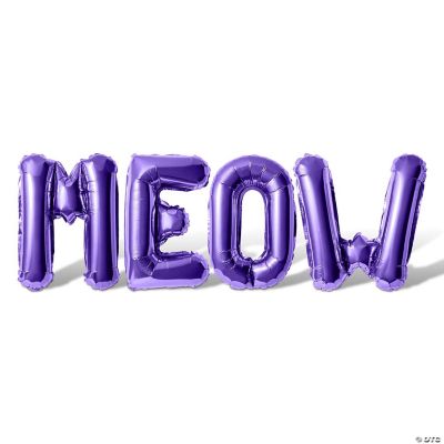 16 Inch Purple MEOW Letter Balloon Banner | Oriental Trading