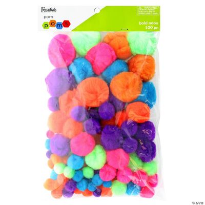 EBL Pom Pom Astd Sizes Bold Neon 100pc- 6PK | Oriental Trading