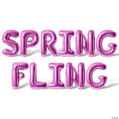 16 Inch Pink SPRING FLING Letter Balloon Banner | Oriental Trading
