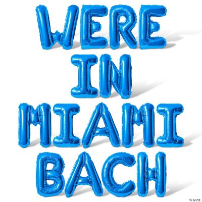 16 Inch Blue WERE IN MIAMI BACH Letter Balloon Banner | Oriental Trading