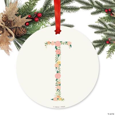 Metal Coral Peach Letter T Ornament | Oriental Trading