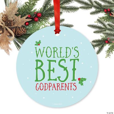 Metal Ornament Mistletoe Best Godparents | Oriental Trading