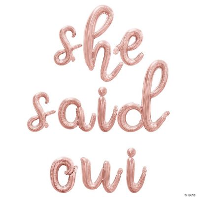 16 Inch Cursive Rose Gold SHE SAID OUI Letter Balloon Banner | Oriental ...