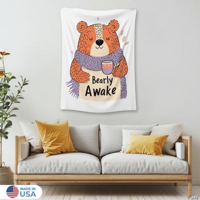 Bearly Awake Wall Tapestry by Dancing Littles Jungle - Size 40x60 inch ...
