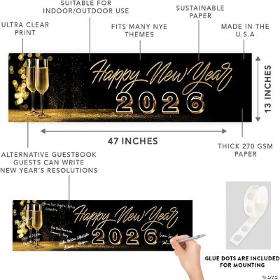 47x13 Black Gold Flutes Hanging Banner | Oriental Trading