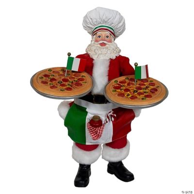 Kurt Adler Fabriche Christmas Figurine, Chef Santa with Two Pizzas ...