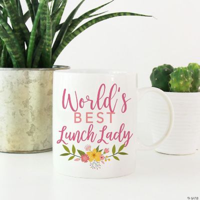 Floral Best Lunch Lady Ceramic Mug | Oriental Trading