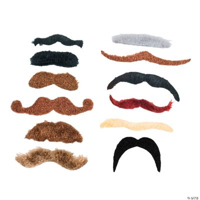 Large Self-Adhesive Mustache Assortment- 12 Pc.