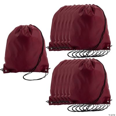 12 3/4" x 15 1/2" Large Maroon Drawstring Bags - 12 Pc. | Oriental Trading