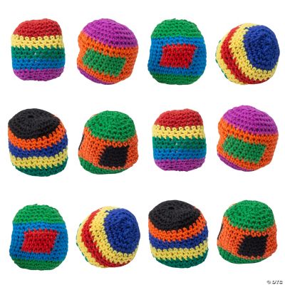 2'' Mini Classic Multicolor Polyester Knitted Kickballs - 12 Pc.