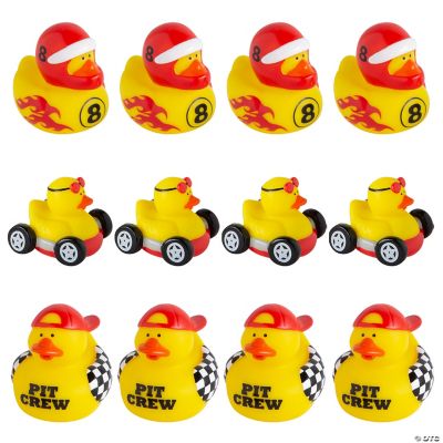 2" Race Car Driver & Pit Crew Yellow Rubber Ducks - 12 Pc. | Oriental ...