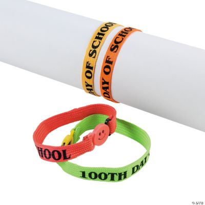 8 1/2" 100th Day of School Nylon Friendship Bracelets - 12 Pc ...