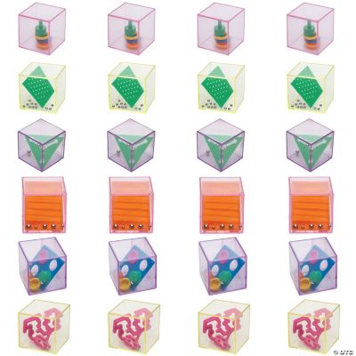 1 1/2" Mini Glitter Cube Clear Plastic Brain Teasers - 24 Pc ...