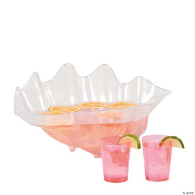 18 1/2" Sea Shell Shaped Frosted Plastic Punch Bowl Serveware ...