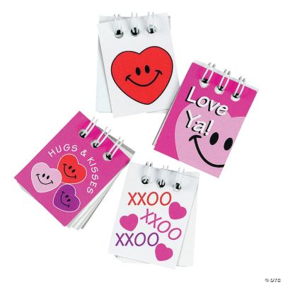 1 1/2" x 2" Bulk 48 Pc. Mini Valentine's Day Spiral Notepads