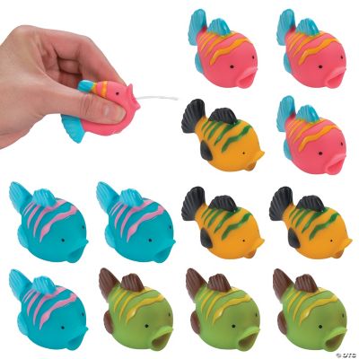 2 1/4" Mini Red, Green, Yellow & Blue Big Mouth Fish Squirt Toys - 12 ...