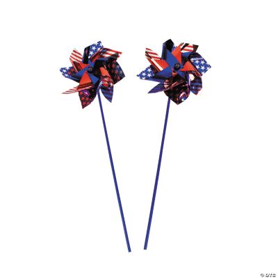 9" Jumbo Patriotic American Flag Metallic Foil Pinwheels - 12 Pc ...