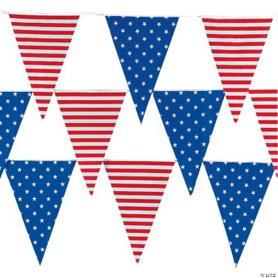 100 Ft. x 18" Stars & Stripes Plastic Pennant Hanging Banner Decoration ...