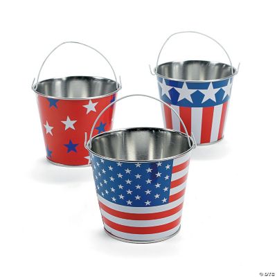 2 3/4" x 3 1/4" Mini USA Patriotic Design Metal Pails - 12 Pc ...