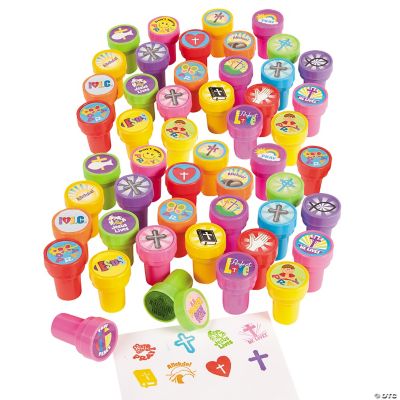 1 1/2" Bulk 50 Pc. Religious Plastic Stamper Assortment