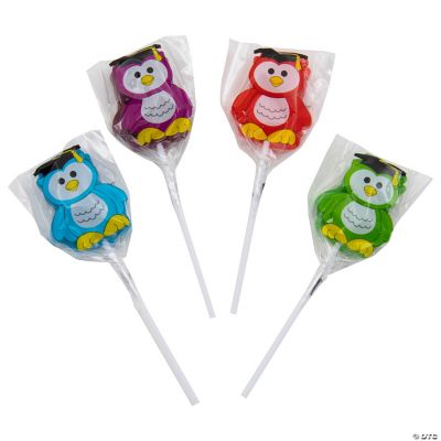 Graduation Owl Watermelon, Lime, Blue Raspberry & Grape Lollipops - 12 ...