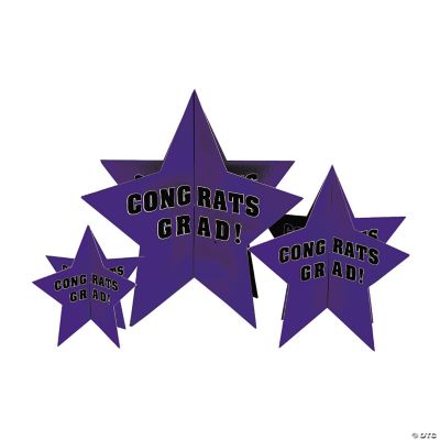 Purple “Congrats Grad!” Stars Centerpiece - Discontinued