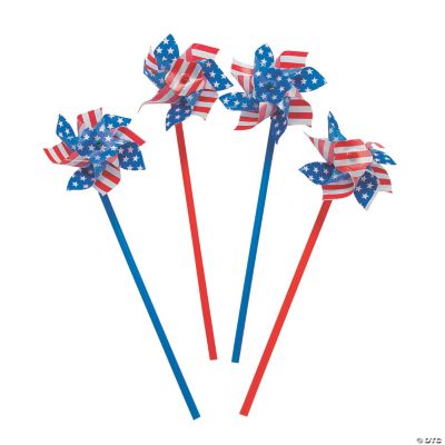 4 1/4" Stars & Stripes Plastic Pinwheels with Stick - 36 Pc. | Oriental ...